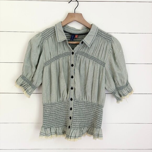 Pilcro | Tops | Pilcro Anthropologie 0 Cotton Denim Look Button Down ...